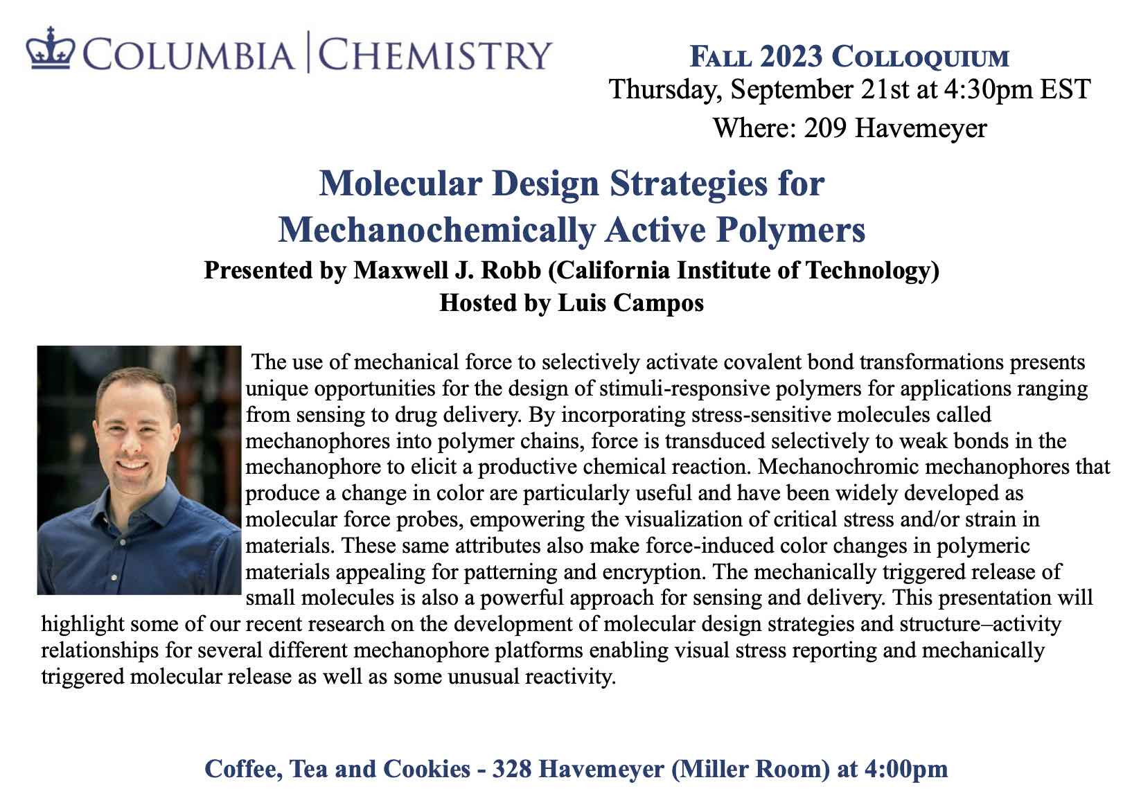 Chemistry Colloquium, Presented by Prof. Maxwell Robb, Caltech | Chemistry